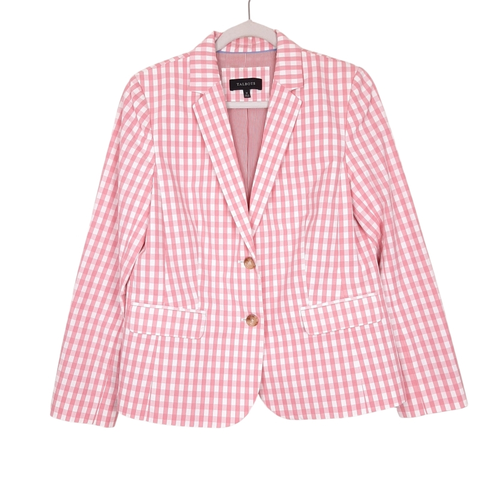 Talbots Gingham Check Plaid Blazer Two Button Preppy … - Gem
